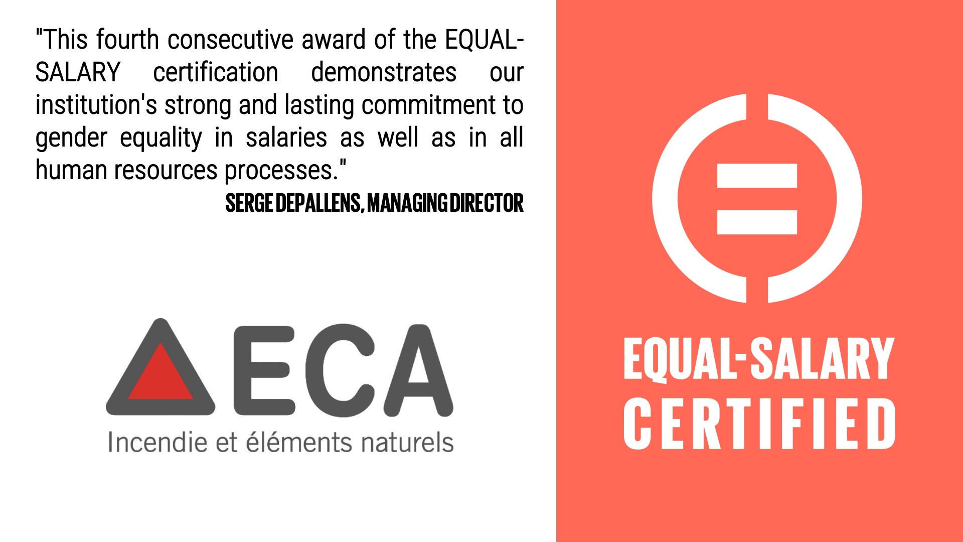 ECA VAUD IS EQUAL-SALARY CERTIFIED FOR THE FOURTH TIME • EQUAL SALARY