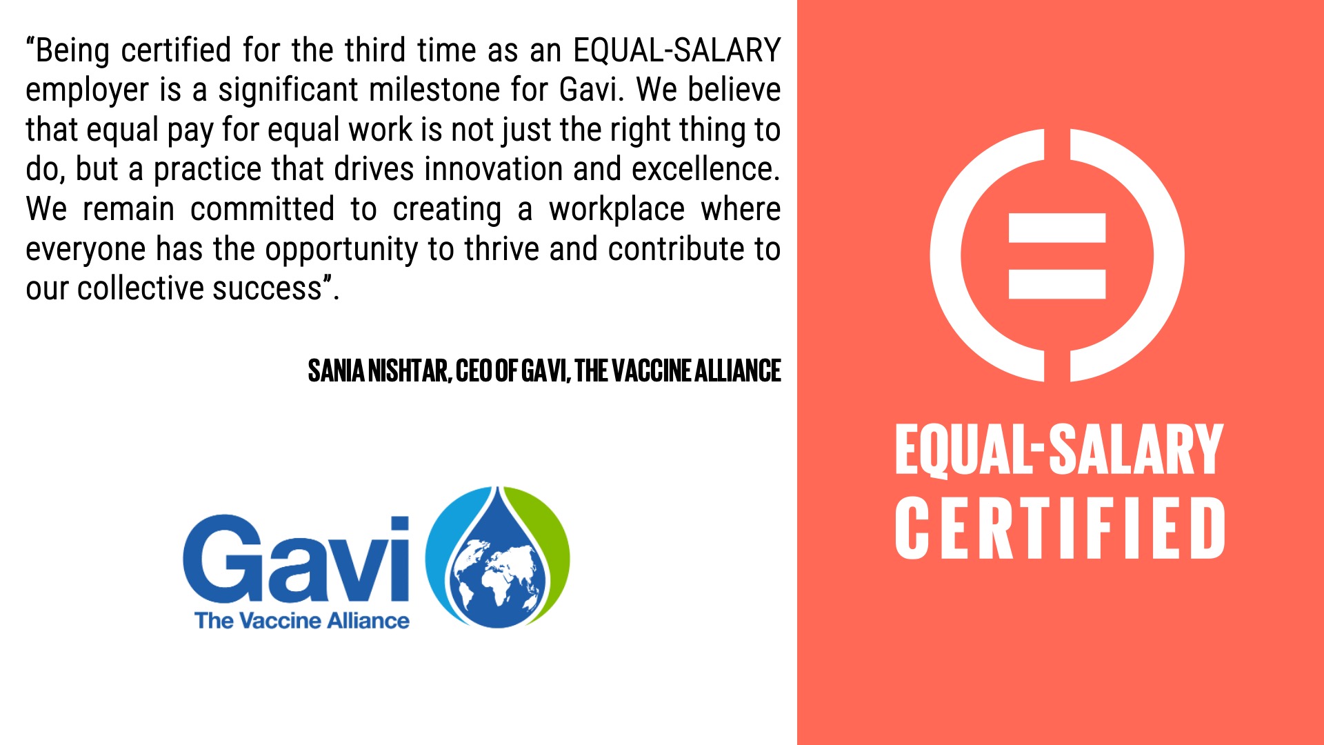 GAVI THE VACCINE ALLIANCE EQUAL-SALARY CERTIFIED FOR THE 3RD TIME ...